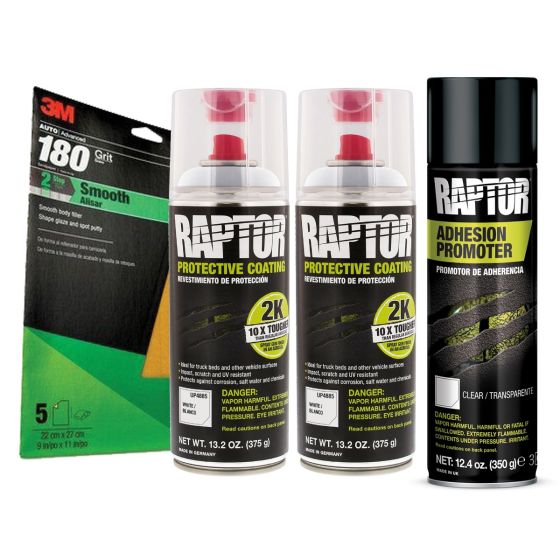 Raptor 2K White Spray-On Truck Bedliner Flexible Plastic Aerosol Kit ...